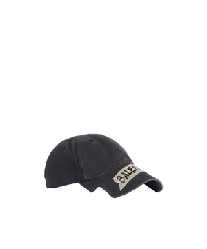 Balenciaga Distressed Baseball Cap With Tape Detail - Faded Black