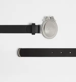 Dior Médaillon Belt With Engraved Buckle - Gray