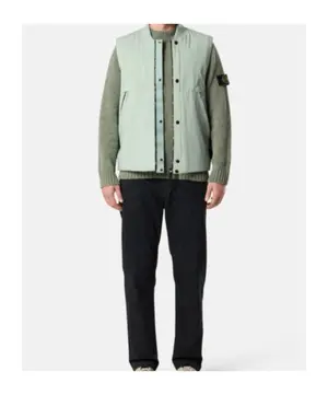Stone Island Logo Patch Zipped Vest - Sage