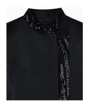 Giorgio Armani Mandarin Collar Jacket With Rhinestone Embellishments - Patterned