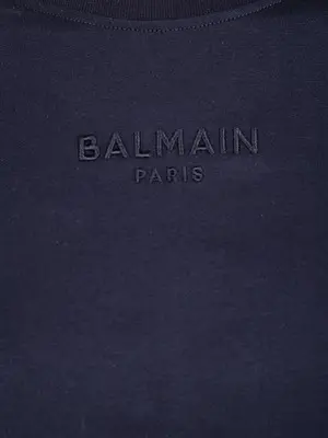 Balmain Logo Embroidered Cropped T-shirt - Black