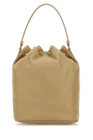 Prada Re-nylon Triangle-logo Drawstring Bucket Bag - Beige