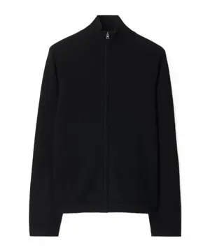 Burberry Cashmere Stand Collar Knitted Cardigan - Black