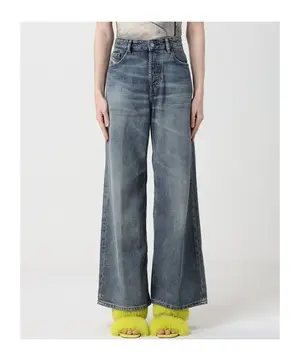 DIESEL® Faded Wide Leg Denim Jeans - Gray