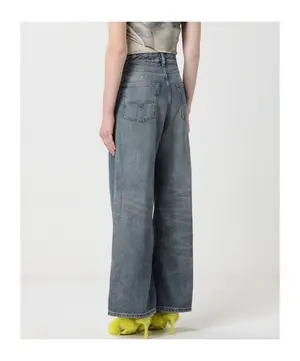 DIESEL® Faded Wide Leg Denim Jeans - Gray