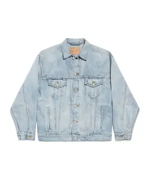 Balenciaga Tape Pattern Denim Jacket - Light Blue