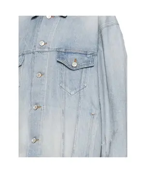 Balenciaga Tape Pattern Denim Jacket - Light Blue