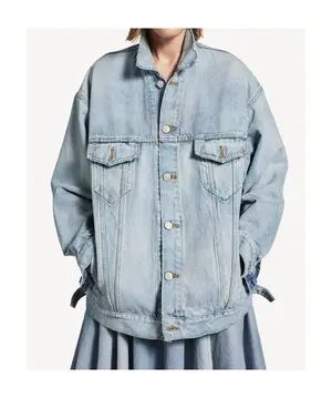 Balenciaga Tape Pattern Denim Jacket - Light Blue