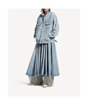 Balenciaga Tape Pattern Denim Jacket - Light Blue
