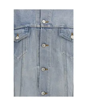 Balenciaga Tape Pattern Denim Jacket - Light Blue