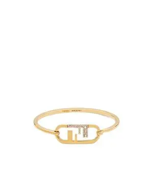 Fendi O'lock Embellished Logo Bracelet - Yellow