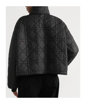 Dior Macrocannage Quilted Jacket With Scarf Collar - Black