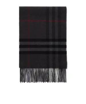 Burberry Contrast Check Fringed Scarf - Marburg Grey/charcoal Grey
