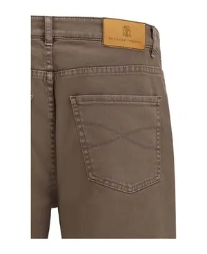 Brunello Cucinelli Logo Patch Straight-leg Jeans - Brown