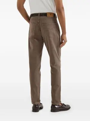Brunello Cucinelli Logo Patch Straight-leg Jeans - Brown