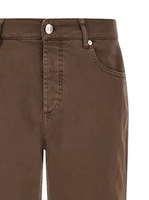 Brunello Cucinelli Logo Patch Straight-leg Jeans - Brown