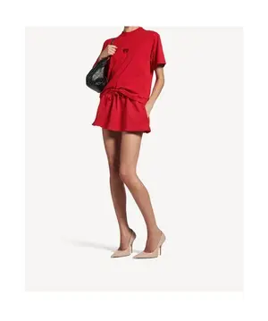 Balenciaga Laurel Embroidered Cotton T-shirt - Red