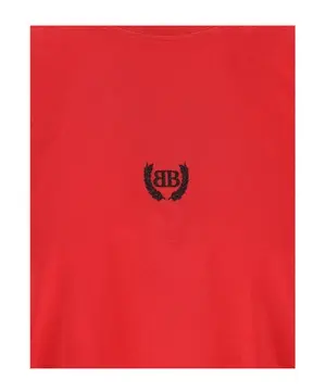 Balenciaga Laurel Embroidered Cotton T-shirt - Red