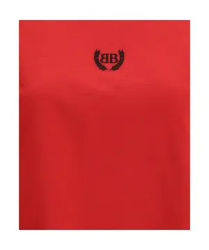 Balenciaga Laurel Embroidered Cotton T-shirt - Red
