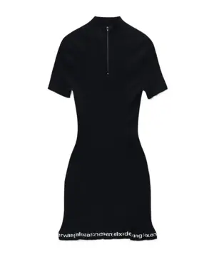 Alexander Wang Ribbed High-neck Quarter-zip Dress