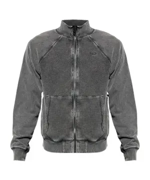 DIESEL® S-wafy-zip-rag Logo Embroidered Sweatshirt - Gray