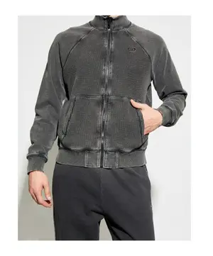 DIESEL® S-wafy-zip-rag Logo Embroidered Sweatshirt - Gray