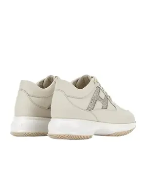 Hogan Embellished Lace-up Sneakers - Ivory