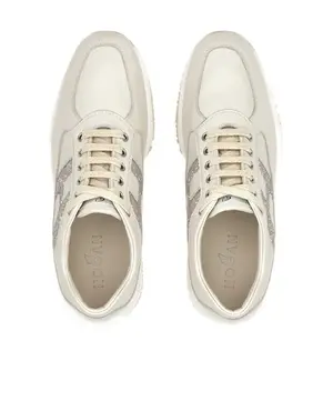 Hogan Embellished Lace-up Sneakers - Ivory