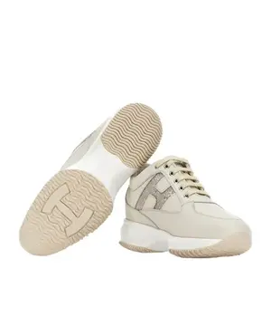 Hogan Embellished Lace-up Sneakers - Ivory