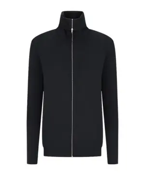 JIL SANDER Zip-up High Neck Cardigan - Black