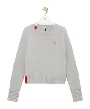 Loewe Anagram Embroidered Knitted Pullover - Light Blue/multicolour