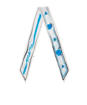 Marni Logo Print Skinny Scarf - Blue