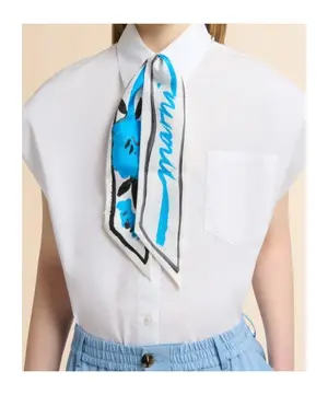 Marni Logo Print Skinny Scarf - Blue