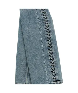 Stella McCartney Lace-up Wide-leg Jeans - Medium Blue
