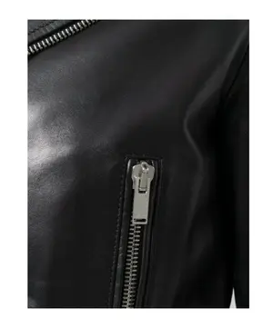 Saint Laurent Leather Biker Jacket With Zipper Detail