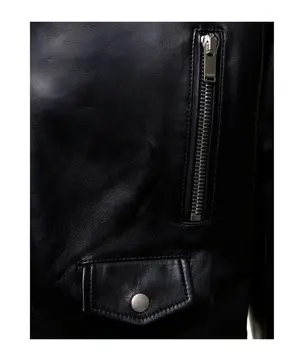 Saint Laurent Leather Biker Jacket With Zipper Detail