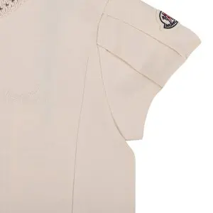 Moncler Short Sleeve Embroidered Logo Dress With Crochet Trim