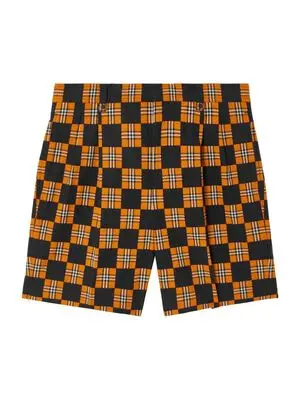 Burberry Checkerboard Print Tailored Shorts - Black