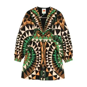 Farm Rio Heart Deco Mini Dress - Black