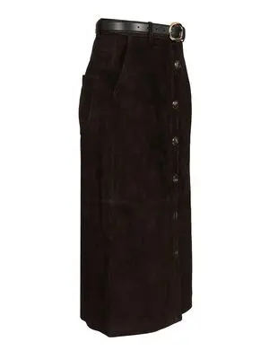 SELF-PORTRAIT Button Detailed Belted Midi Skirt - No
