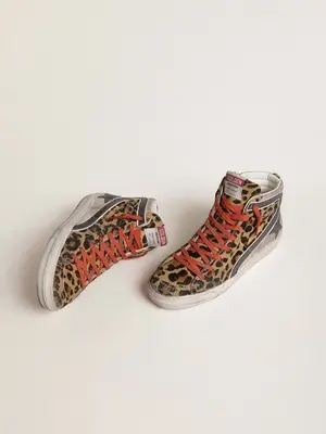 GOLDEN GOOSE Slide Ltd Leopard-print High Top Sneakers