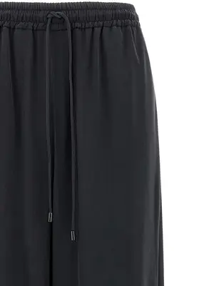 Max Mara Wide-leg Washed Silk Drawstring Trousers - Blue
