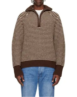 Studio Nicholson Striped Zip-neck Sweater