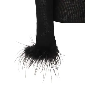 Blumarine Feather Trimmed Roll Neck Jumper