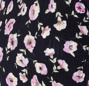 TWINSET Crewneck Floral-print Ribbed Short-sleeve T-shirt