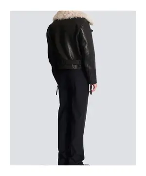 Balmain Leather Jacket With Detachable Shearling Collar