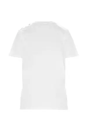 Balmain Logo Printed Crewneck T-shirt With Button Detail - White