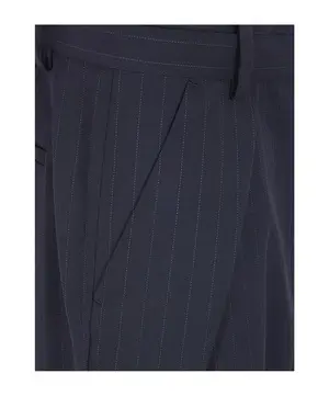 Sacai Pinstriped Tailored Trousers With Drawstring Belt - Black