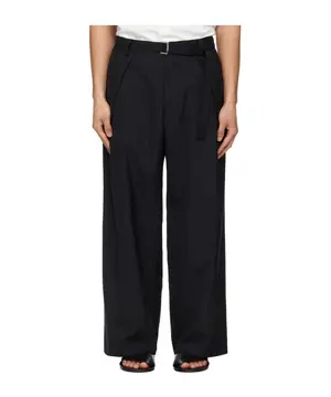 Sacai Pinstriped Tailored Trousers With Drawstring Belt - Black