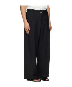 Sacai Pinstriped Tailored Trousers With Drawstring Belt - Black